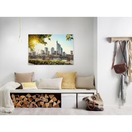 A.S. Cr&eacute;ation Leinwandbild &raquo;Frankfurt City&laquo; Gem&auml;lde Kunst 1 Stk. tlg. Br&uuml;cke Gro&szlig;stadt Keilrahmen Frankfurt Skyline Leinwand-Bild Wohnzimmer bunt Massivholz, Stahl 