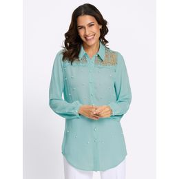 Lady Damen Langarmbluse, gr&uuml;n, Gr. 38, unifarben, 100% Polyester, Blusen