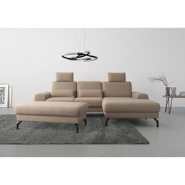 Sit & More sit&more Ecksofa &raquo;Cinturo L-Form&laquo; inklusive Sitztiefenverstellung und Federkern, Sitzh&ouml;he 48 cm grau B/H/T: 283cm x 91cm x 175cm, Soft clean,mega-