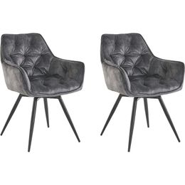Hela Esszimmerstuhl &raquo;Mara&laquo; (Set) 2 Stk.Drehstuhl, Teddy Bezug, Webstoff oder Samtvelours grau Metall, Polyester, Stoff B/H/T: 59cm x 83cm x 62cm, 2 