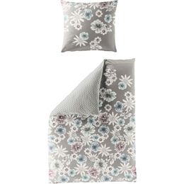 Jekatex Bettw&auml;sche &raquo;DALIA&laquo; 2 Stk. Bettw&auml;sche-Set aus 100% Baumwolle grau Mako-Satin, Obermaterial: 100% Baumwolle B/L: 155cm x 220cm, 1 Stk., 1 Stk., Mako-