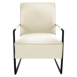 K+w Komfort & Wohnen K+W Komfort & Wohnen Cocktailsessel mit bezogenen Armlehnen, Gestell in Metall schwarz Struktur wei&szlig; Leder Longlife BRONCO, B/H/T: 62cm x 77cm x 83cm