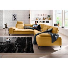 W.Schillig Ecksofa &raquo;valentinoo, Designsofa, elegant und bequem, L-Form&laquo; mit Sitztiefenverstellung, Breite 318 cm gelb Longlife Xtra-Leder Z69: Das 