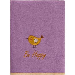 Egeria Handtuch &raquo;Be Happy&laquo; mit Vogel Applikation Frottier, Baumwolle B/L: 50cmx90cm, 2 Stk., Frottier