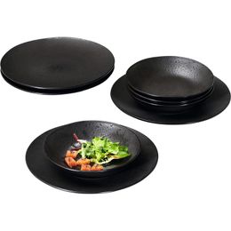 Ritzenhoff & Breker Tafelservice &raquo;Teller Set, Geschirr-Set Kitwe&laquo; seidenmatter Schwarzton mit Kupferstich, 8 Teile, f&uuml;r 4 Personen schwarz Steinzeug 8 Stk.