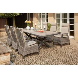 siena GARDEN Garten-Essgruppe &raquo;Corido&laquo; 6 Sessel: 72x61x109 cm, Tisch Sincro: 200/260x100x77 cm,inkl. Auflagen, 7 Stk. tlg. Aluminium, verstellbar, ausziehbar, 
