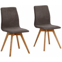 OTTO home Esszimmerstuhl &raquo;Rania&laquo; (Set) 6 Stk.Eiche, 2er/4er/6er-Set, K&uuml;chenstuhl braun Luxus-Microfaser in Lederoptik (100% Polyester);Echtleder B/H/T