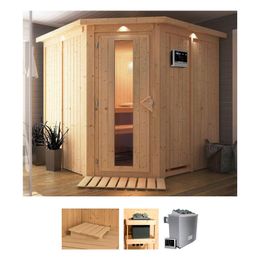 Karibu Sauna &raquo;Jarin&laquo; Set, Ofen 9 KW externe Strg easy beige Saunaofen, externe Steuerung, 9 kW