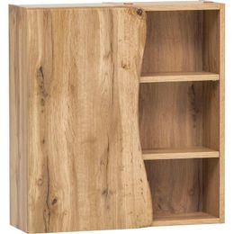 Welltime H&auml;ngeschrank &raquo;Stubach&laquo; T&uuml;r mit Baumkante braun MDF wotaneiche, B/H/T: 60cm x 64cm x 20cm, T&uuml;ren: 1 Stk.