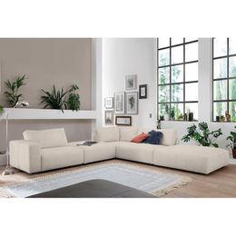 Musterring Ecksofa &raquo;LUCIA L-Form&laquo; in vielen Qualit&auml;ten und 4 verschieden N&auml;hten beige Flachgewebe FLORIS (100% Polyester);Flachgewebe VALMONT (60% Baumwolle/ 40%