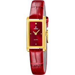 Festina Damen Quarzuhr &raquo;Mademoiselle&laquo; Armbanduhr, Damenuhr, Lederarmband, analog rot Einheitsgr&ouml;&szlig;e