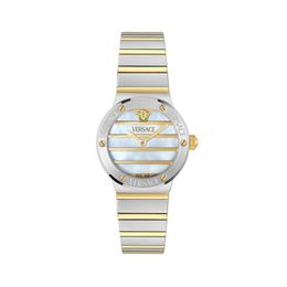 Versace Damen Quarzuhr &raquo;GRECA LOGO PEARL&laquo; Armbanduhr, Damenuhr, Swiss Made, Edelstahlarmband, analog Einheitsgr&ouml;&szlig;e