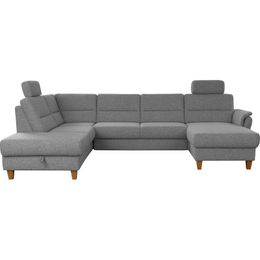 Home Affaire Wohnlandschaft &raquo;Palmera U-Form, B: 308 cm&laquo; optional Schlaffunktion & Bettkasten, Federkern silber 100% Polyester;Struktur (100% Polyester