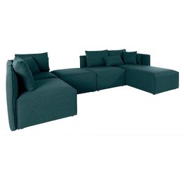 OTTO home Wohnlandschaft &raquo;N&ouml;re U-Form&laquo; 5 Teile, in vielen Bezugsqualit&auml;ten und Farben s. auch "N&ouml;re" blau Struktur fein (100% Polyester);Struktur (100