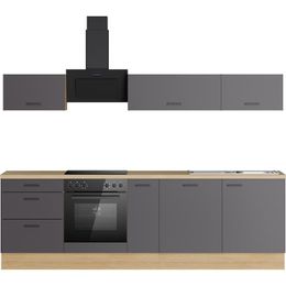 KOCHSTATION K&uuml;chenzeile &raquo;KS-Sion&laquo; Breite 270 cm, schnelle Montage mit OPTIsnap, wahlweise mit E-Ger&auml;ten grau B/H/T: 270cm x 186cm x 60cm, ohne E-