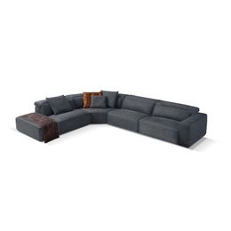 Egoitaliano Ecksofa &raquo;Beverly, extravangantes Designsofa mit erstklassigem Sitzkomfort&laquo; wahlweise mit elektrischer Relaxfunktion, Kopfteilverstellung grau B/H/T: 