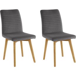 OTTO products Esszimmerstuhl &raquo;Alessja&laquo; (Set) 2 Stk.Bezug aus Microfaser, Gestell aus Eiche Massivholz grau Holzwerkstoff, Massivholz, Polyester B/H/T:
