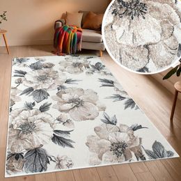 OTTO home Teppich &raquo;Florent, Blumen Design, Vintage&laquo; rechteckig 9 mm H&ouml;he Floral, detailreiche Bl&uuml;ten, Botanical, elegant, Wohnzimmer beige Kunstfaser 