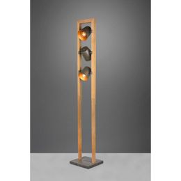 Trio Leuchten Stehlampe &raquo;Bell&laquo; E14 1 Stk. Warmwei&szlig; 3-flammig mit Schirmen in Glocken-Optik, Holz-Nickel-Antik Kombination grau 3, H: 150cm, 1 Stk.