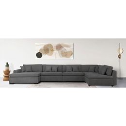 Home Affaire Wohnlandschaft &raquo;Skara XXL U-Form&laquo; Lounge-Sofa XXL mit Federkern-Polsterung, in vielen Bezugsvarianten grau 100% Polyester B/H/T: 510cm x 