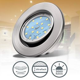 B.K.LICHT LED Einbauleuchte &raquo;10er Set Einbaustrahler, Ultraflache Spots, Schwenkbare Deckenspots&laquo; LED-Modul 10 Stk. Warmwei&szlig; 3.000K, 400Lm, 4,8W, Kunststoff, 