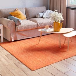 MyFlair Wollteppich &raquo;Isra&laquo; rechteckig 1,5 mm H&ouml;he Kurzflor, Handweb Teppich, meliert, reine Wolle, handgewebt rot Wolle B : 290cm 1 Stk., 1,5mm, L: 200cm