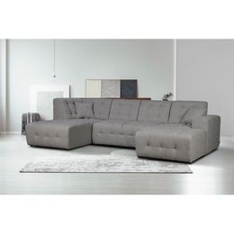 Home Affaire Wohnlandschaft &raquo;Nosia U-Form&laquo; incl. 2 Zierkissen, mit feiner Steppung grau 100% Polyester B/H/T: 297cm x 85cm x 163cm, Struktur, 
