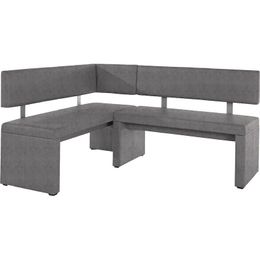 OTTO home Eckbank &raquo;Charissa&laquo; in 3 Gr&ouml;&szlig;en, verschiedene Qualit&auml;ten grau Holzwerkstoff, Massivholz B/H/T: 170cm x 90cm x 140cm, Strukturstoff, langer 