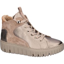 Waldl&auml;ufer WALDL&Auml;UFER Damen Stiefelette "H-Livia", Gr. 7, beige, Nappaleder, Nubukleder, Veloursleder, Schuhe, Schn&uuml;rboots, Komfort-Stiefelette in Bequemweite G