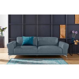 W.Schillig 2,5-Sitzer &raquo;montanaa bequem, Federkernunterfederung, elegant & edel&laquo; mit Metallf&uuml;&szlig;en in Chrom gl&auml;nzend, Breite 232 cm blau B/H/T: 232cm x 