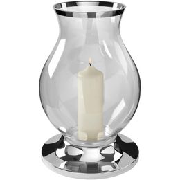 Fink Windlicht &raquo;BIG&laquo; Silberfarben - aus Metall vernickelt und Glas silber Glas, Metall B/H/T: 29,5cm