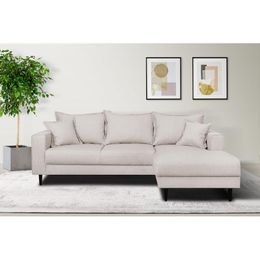 Home Affaire Ecksofa &raquo;VEYRAS L-Form, hoher Sitzkomfort, Ma&szlig;e B/T/H: 230/150/76 cm&laquo; mit Wellenunterfederung, incl. R&uuml;ckenkissen und Zierkissen beige 