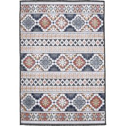 CarpetFine Teppich &raquo;Deja 103&laquo; rechteckig 4 mm H&ouml;he robustes Flachgewebe, Floral, In- und Outdoor, L&auml;ufer blau Polypropylen B : 200cm 1 Stk., 4mm, L: 