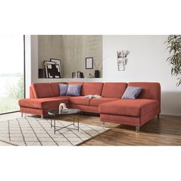 Sit & More sit&more Wohnlandschaft &raquo;Clio U-Form&laquo; wahlweise mit Schlaffunktion und Bettkasten, inklusive Federkern orange B/H/T: 319cm x 89cm x 190cm, Luxus-