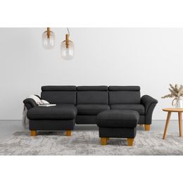 OTTO home Ecksofa &raquo;Lindgren L-Form&laquo; wahlweise mit Bett mit klappbaren Rollen, Kasten und Kopfverstellung grau 100% Polyester B/H/T: 258cm x 84cm x 