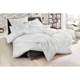 Primera Bettw&auml;sche &raquo;Uni Luxus-Satin in Gr. 135x200, 155x220 oder 200x200 cm&laquo; 2 Stk. Bettw&auml;sche aus Baumwolle, unifarbene Bettw&auml;sche mit Rei&szlig;verschluss wei&szlig; 