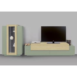 Home Affaire Wohnwand &raquo;Coro, Anbauwand, Medienwand&laquo; Set, 2 Stk. tlg. gr&uuml;n Glas, Holzwerkstoff B/H/T: 280cmcm