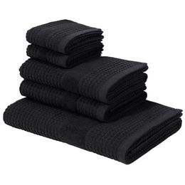 Kangaroos Handtuch Set &raquo;Summer, Duschtuch, Handtuch, G&auml;ste&uuml;cher&laquo; Set Frottier einfarbiges Handtuch-Set aus 100% Baumwolle, Hoch-Tief-Effekt schwarz 