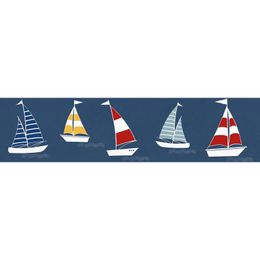 A.S. Cr&eacute;ation Bord&uuml;re &raquo;Sailor Friends&laquo; Motiv abstrakt naturalistisch glatt Tapete Kinder Bord&uuml;re Selbstklebend Borte Wohnzimmer Design Wandtapete blau Papier B/L: 