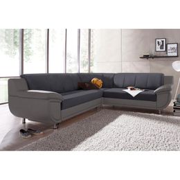 Trendmanufaktur Ecksofa &raquo;Rondo 3, zeitlos und modern, im Materialmix, L-Form&laquo; wahlweise Federkern f&uuml;r hohen Sitzkomfort, wahlweise Bettfunktion grau 