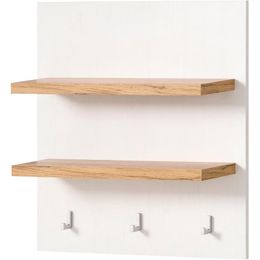 OTTO home Wandregal &raquo;KS-Westminster&laquo; mit 2 Ablageb&ouml;den, 3 Haken, Breite 60 cm, exclusiv by Otto wei&szlig; Holzwerkstoff B/H/T: 60cm x 65cm x 20cm