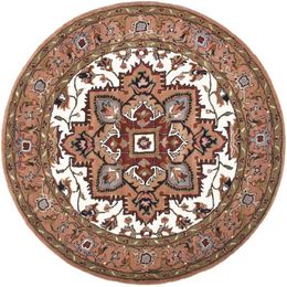 Theko Wollteppich &raquo;Royal Heriz&laquo; rund 14 mm H&ouml;he reine Wolle, Orient-Optik, ideal im Wohnzimmer & Schlafzimmer braun Schurwolle &Oslash; 190cm 1 Stk., 14mm, &Oslash;