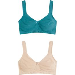 bonprix Damen Minimizer-BH "Minimizer T-Shirt BH ohne B&uuml;gel mit Baumwolle (2er Pack)", Gr. 75mattpetrol, mattbeige, Obermaterial: 90% Baumwolle, 10%
