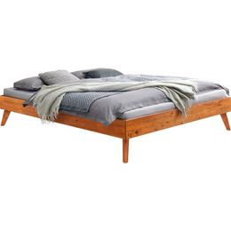Hasena Holzbett &raquo;Calvari&laquo; mit einer Fu&szlig;h&ouml;he von 25 cm braun Wildcheiche massiv Liegefl&auml;che L&auml;nge B: 200cm x 160cm, H&ouml;he Bett: 41cm H&ouml;he Bettseite: 