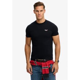 Superdry Herren Rundhalsshirt "ESSENTIAL CONTRAST EMB TEE", schwarz, Gr. XL, bedruckt, Single Jersey, Obermaterial: 100% Baumwolle, Shirts, Slim Fit,