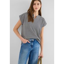 Cecil Damen Print-Shirt, schwarz-wei&szlig;, Gr. XS, gestreift, Web, 42% Baumwolle, 42% Polyester, 14% Viskose, 2% Elasthan, Shirts, im soften Baumwoll-Mix