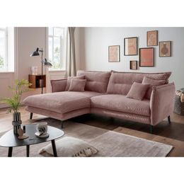Home Affaire Ecksofa &raquo;Lazio modern und bequem, schmale Armlehnen, tolle Detailverarbeitung&laquo; zwei verschiedene Fu&szlig;farben w&auml;hlbar rosa 93% Polyester, 7%