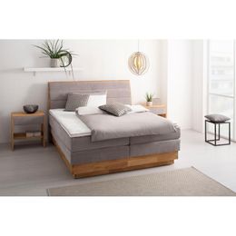 OTTO home Boxspringbett &raquo;Jenna&laquo; ohne LED-Beleuchtung, mit zertifizierten, recycelten Bezugsstoffen grau Polyester Struktur (recyceltes Polyester) 