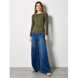 Apricot Damen Langarmshirt "Seitlich gerafftes Jersey-Oberteil", gr&uuml;n, Gr. 40, uni, gewebt, Obermaterial: 98% Polyester PES. 2% Elasthan EL., Tops