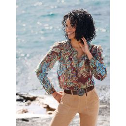 Heine Damen Druckbluse, bunt, Gr. 42, bedruckt, gemustert, mehrfarbig, 100% Polyester, Blusen